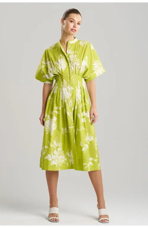 Natori Miykao Printed Cotton Poplin Dress - Chartreuse