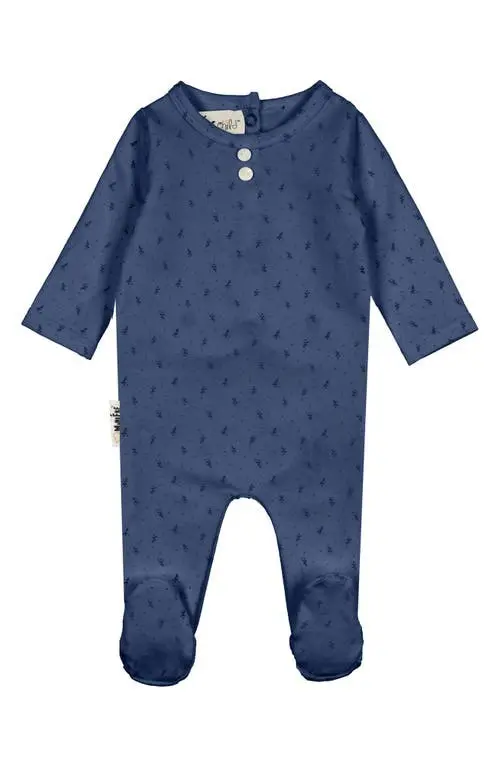 MANIÈRE Print Button Accent Footie - Ocean Blue