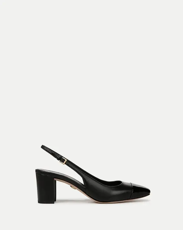 Veronica Beard Cecile Leather Cap-toe Slingback Pumps - Black/black