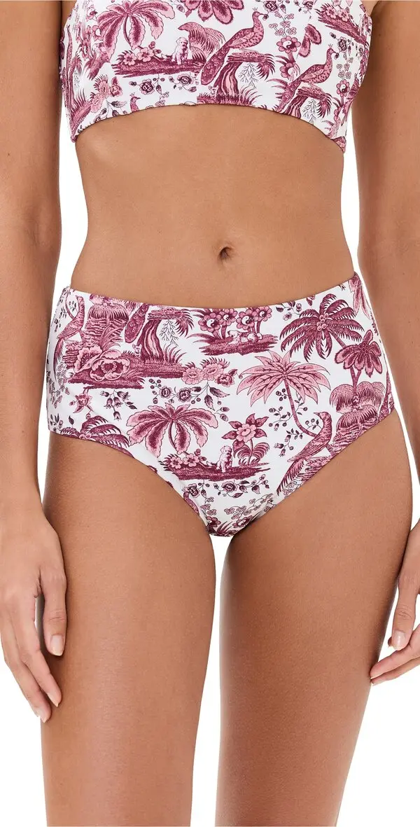 Staud Devon High-rise Bikini Bottom - Bordeaux Toile