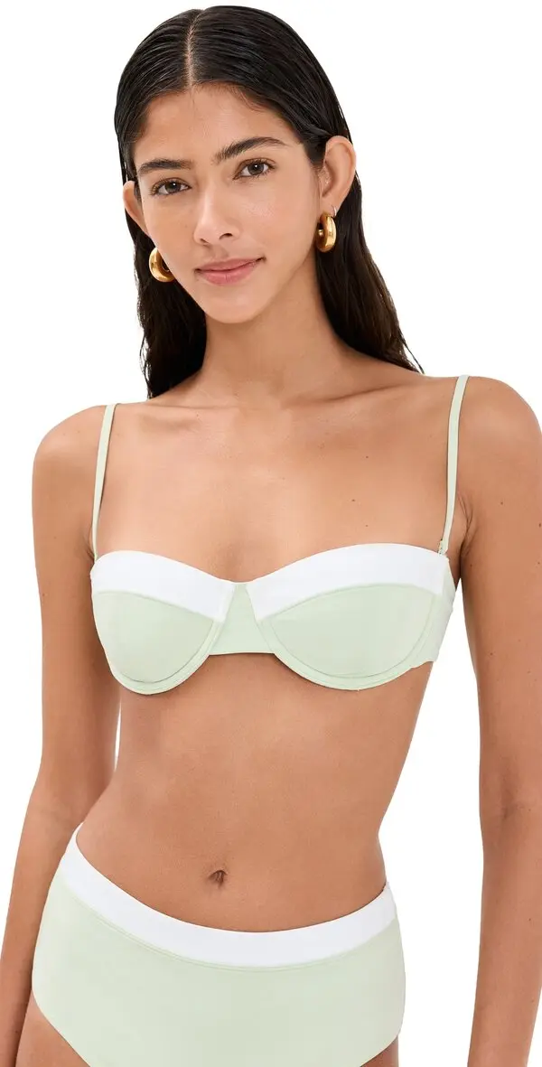 Staud Jo Balconette Bikini Top - Pale Jade