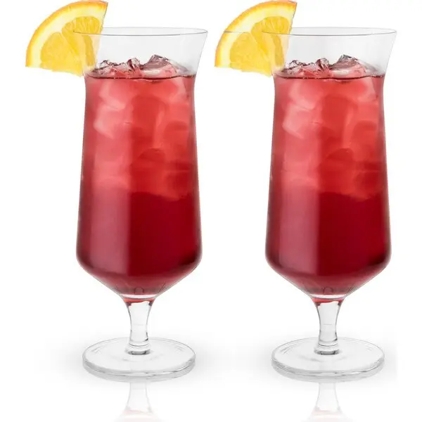 VISKI Raye Crystal Angled Hurricane Glasses Set Of 2
