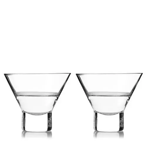 VISKI Raye Crystal Heavy Base Martini Glasses Set Of 2 - Clear