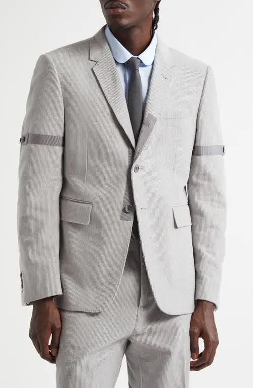 Thom Browne Classic Corduroy Blazer With Armbands - Light Grey