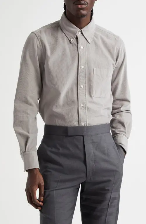 Thom Browne Straight Fit Cotton Corduroy Button-down Shirt