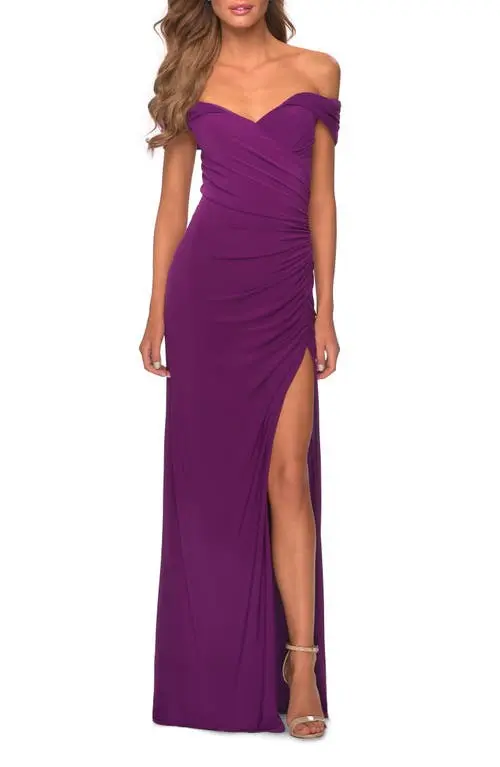 LABOMME Off-the-shoulder Jersey Gown - Purple