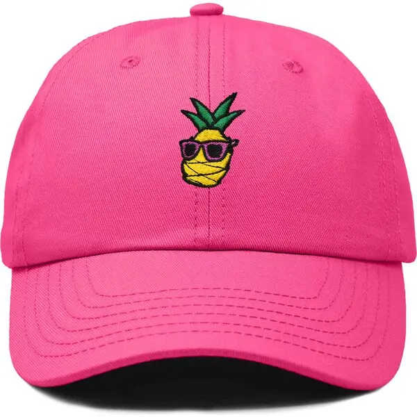 DALIX Pineapple Embroidered Cap - Hot Pink