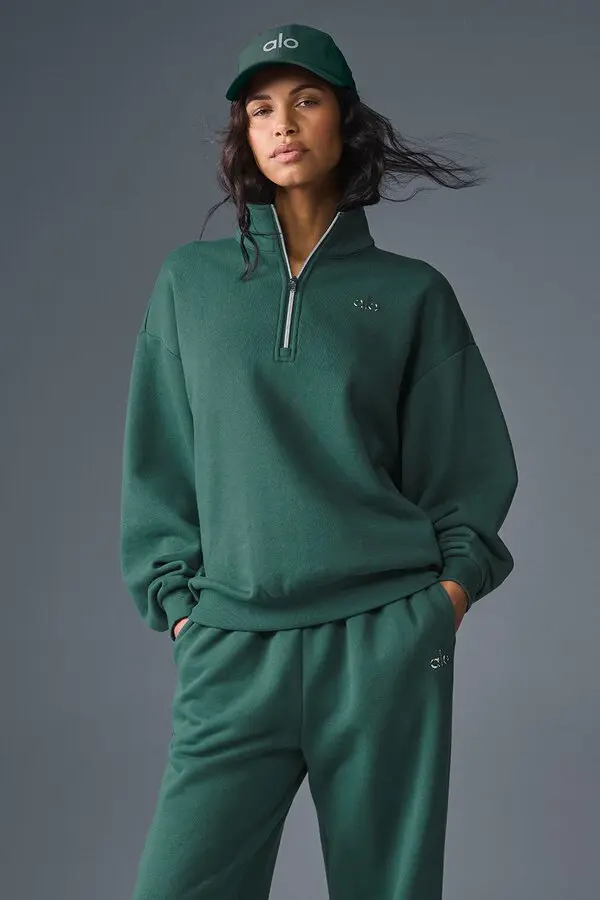 Alo Yoga Accolade Quarter Zip Pullover Top - Winter Ivy