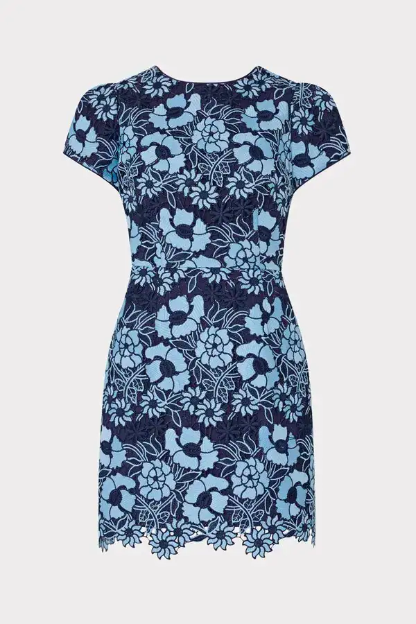 Milly Kyla Floral Lace Mini Dress In Blue/Navy - 48% Off | Editorialist