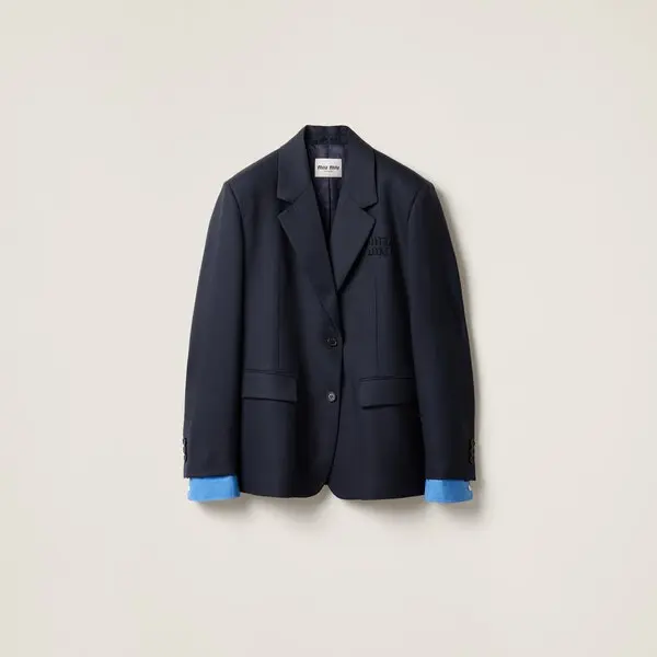 Miu Miu Single-breasted Gabardine Jacket - Navy