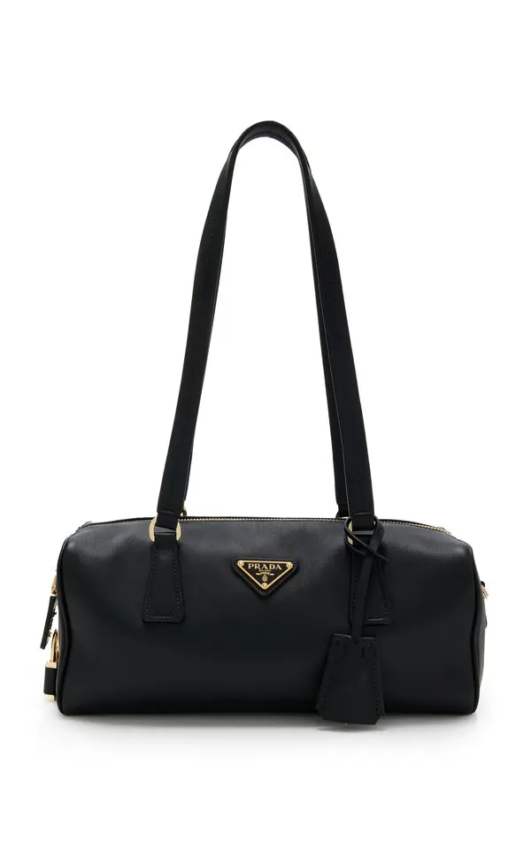 Prada Leather Bowling Bag - Black