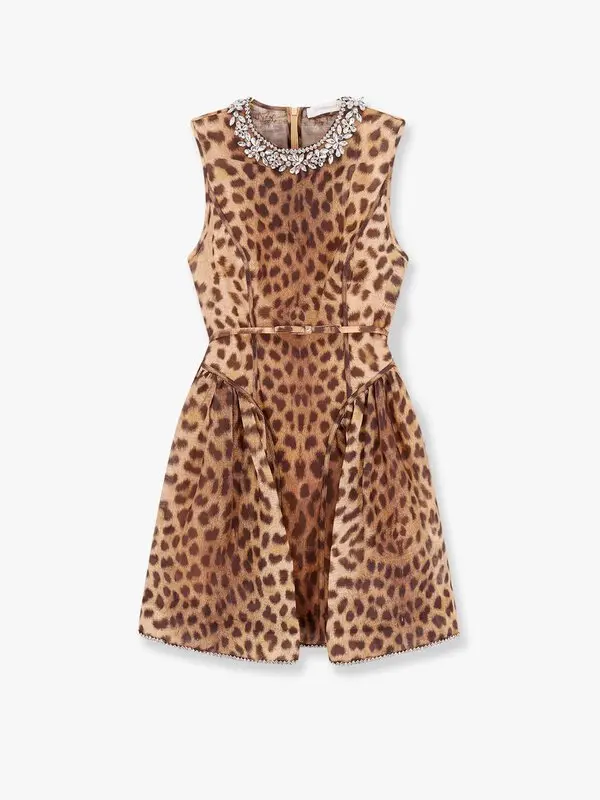 Zimmermann Linen And Silk Mini Dress - Animal Print