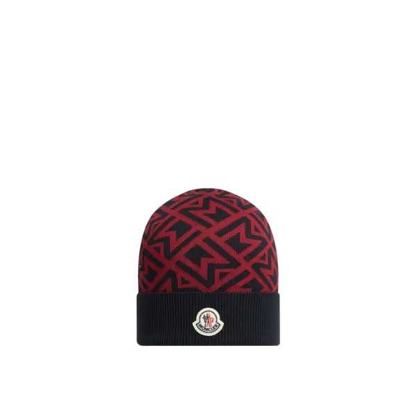 Moncler Monogram Jacquard Cotton Beanie - Multicolor