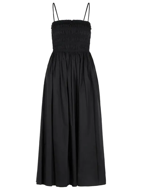 Michael Kors Cotton Smocked Dress In Black 31% Off Editorialist