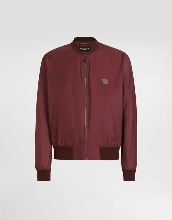Dolce & Gabbana Technical Fabric Bomber Jacket With Logo - Bordeaux