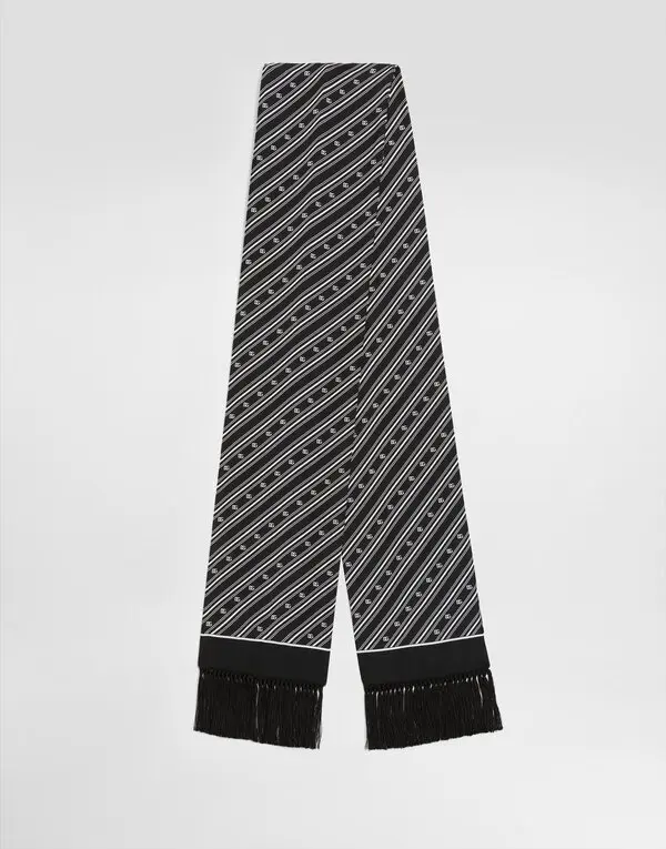Dolce & Gabbana Silk Scarf With Diagonal And Logo Print - Multicolor