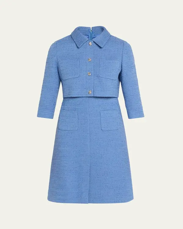 Rickie Freeman For Teri Jon Shimmer Boucle Jacket Dress