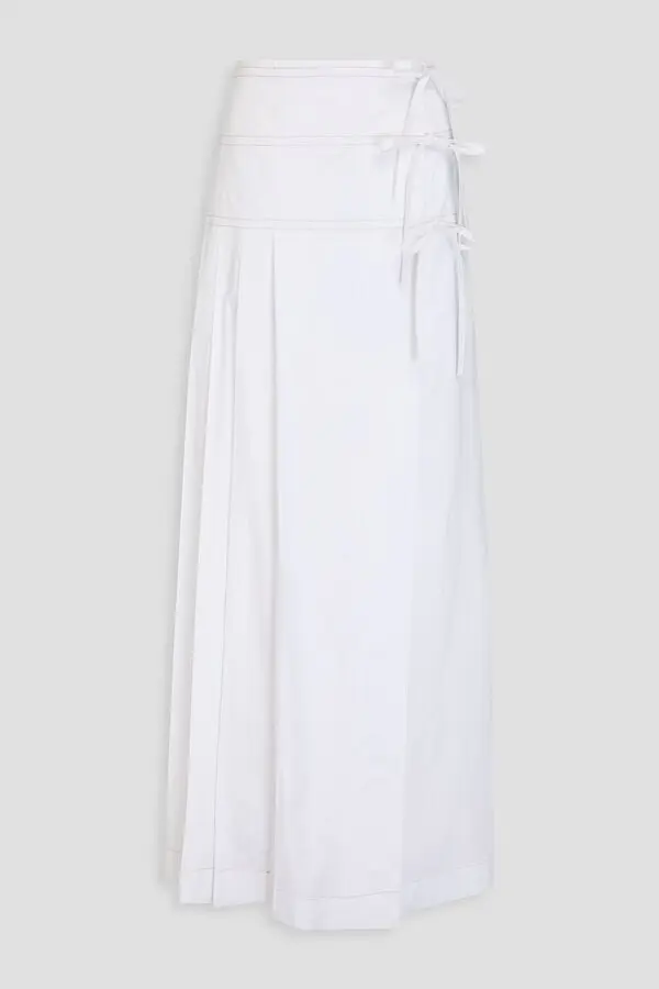 Alberta Ferretti Pleated Cotton-blend Poplin Maxi Wrap Skirt