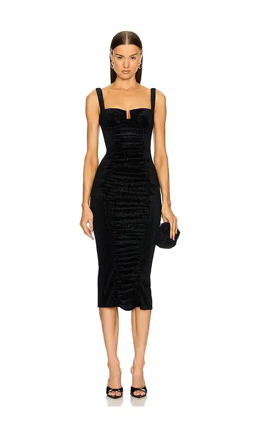 Michael Costello X Sidney Midi Dress In Black - 30% Off | Editorialist