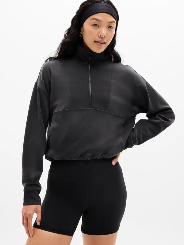 Athleta Seasoft Rib Quarter Zip Popover - Black
