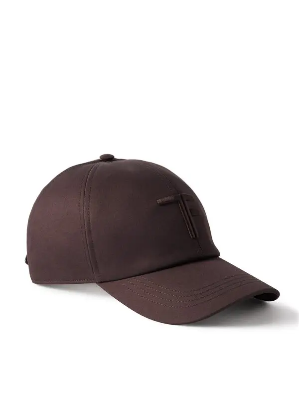 TOM FORD Leather-trimmed Cotton-canvas Baseball Cap - Brown
