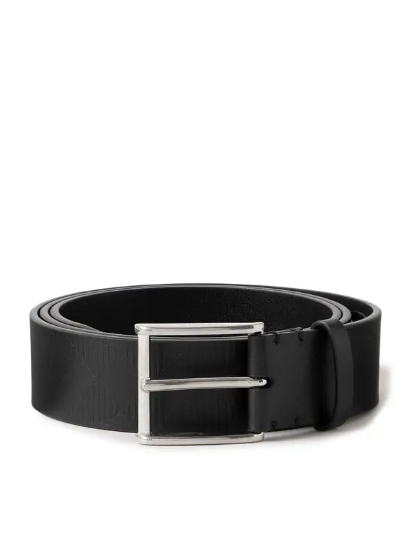 Burberry 3.5cm Embossed Leather Belt - Black