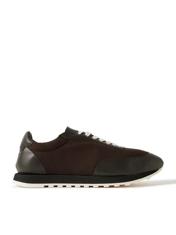 THE ROW Owen Leather-trimmed Sneakers - Brown