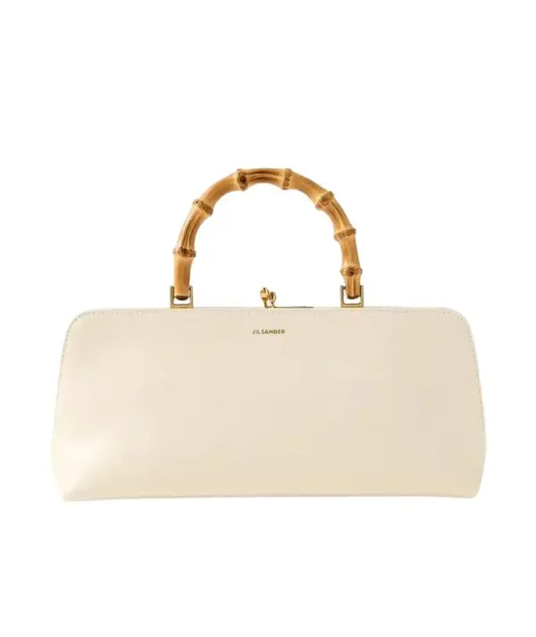 JIL SANDER Goji Bamboo Top Handle Tote - Ivory