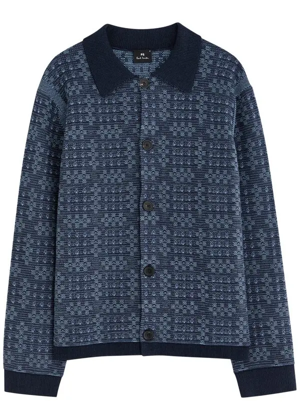 Paul Smith Patterned Intarsia Cotton Cardigan