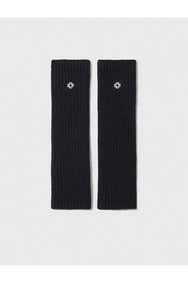 Maje Wool And Cashmere Mittens - Black