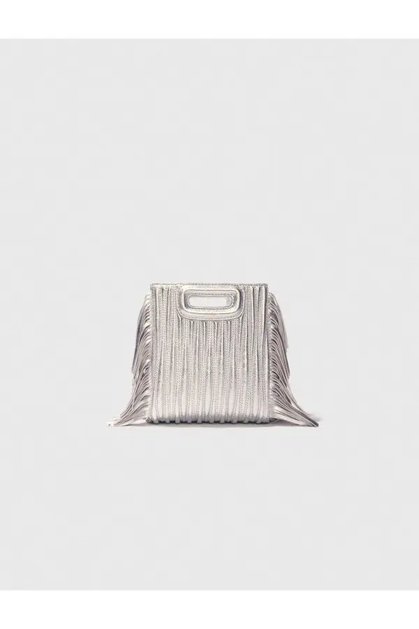 Maje M Mini Bag In Metallic Quilted Leather - Silver