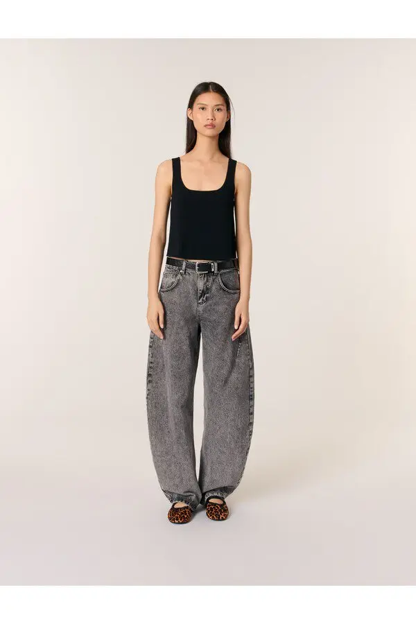 Maje Stretch Knit Crop Top