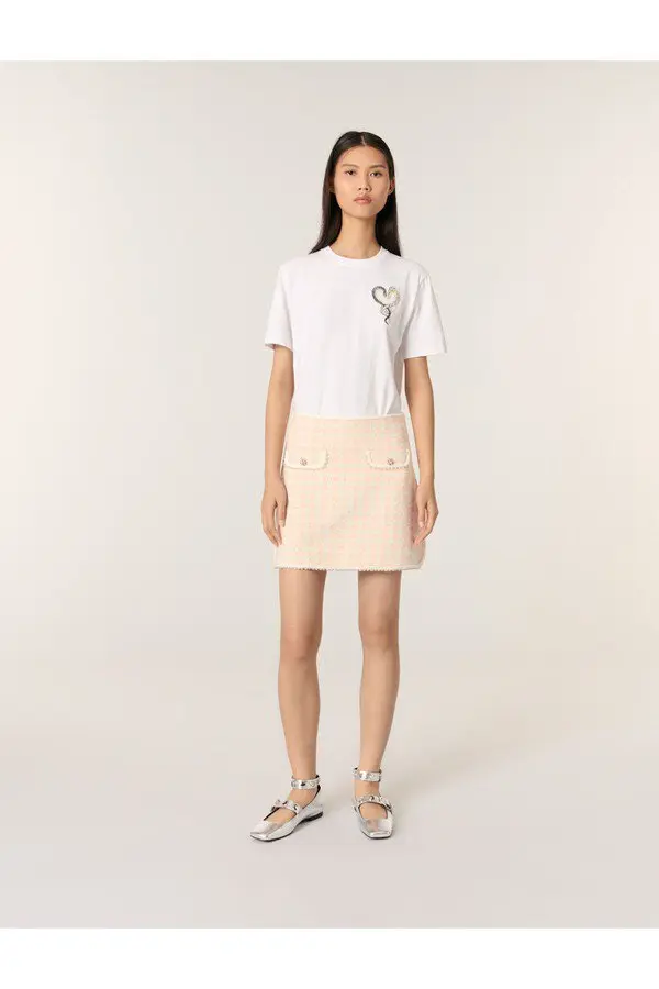 Maje Short Tweed-effect Knit Skirt - Pink