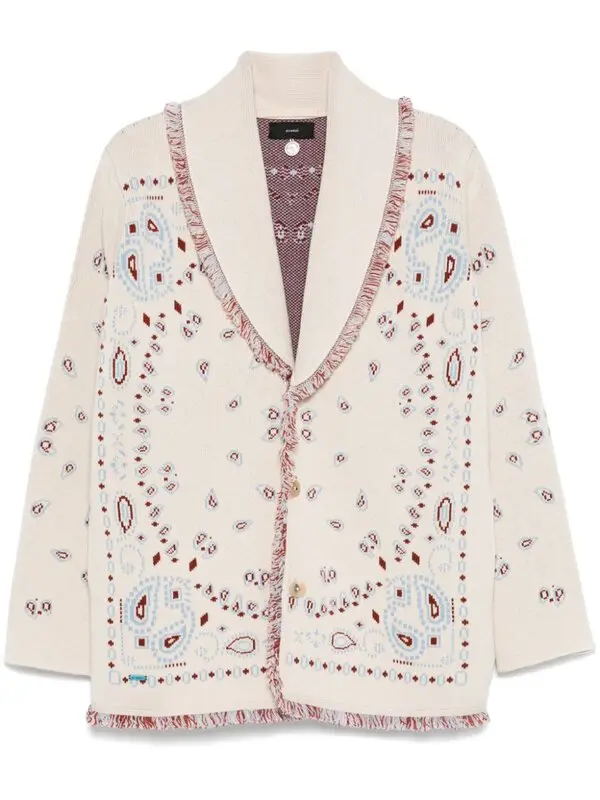 Alanui Bandana Jacquard Cardigan - Neutrals