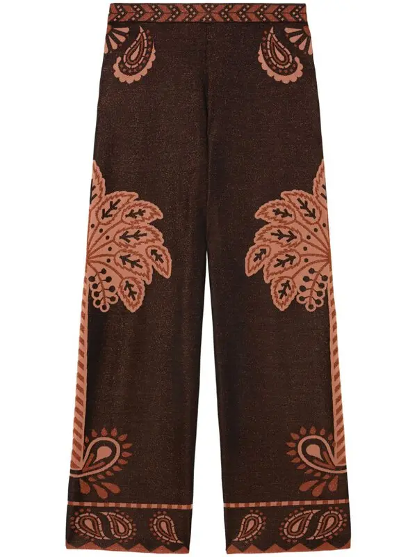 Alanui Wild Wonder Foulard Palazzo Pants - Brown