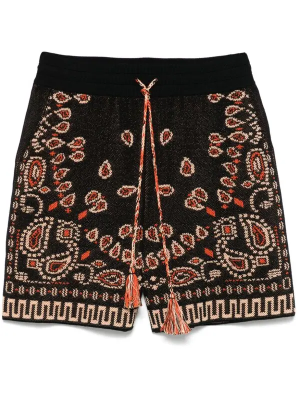 Alanui Bandana-Print Shorts In Black 33% Off Editorialist