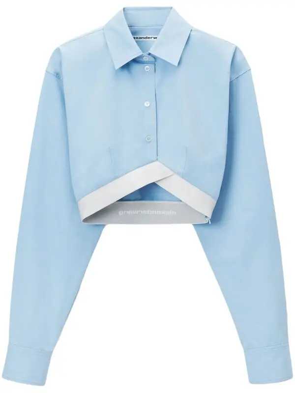 Alexander Wang Logo-band Cropped Shirt - Blue