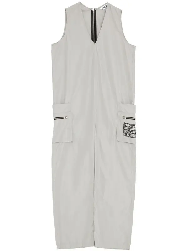 UMA | RAQUEL BLAY Uma | Raquel Davidowicz Slogan-detail Jumpsuit - Grey