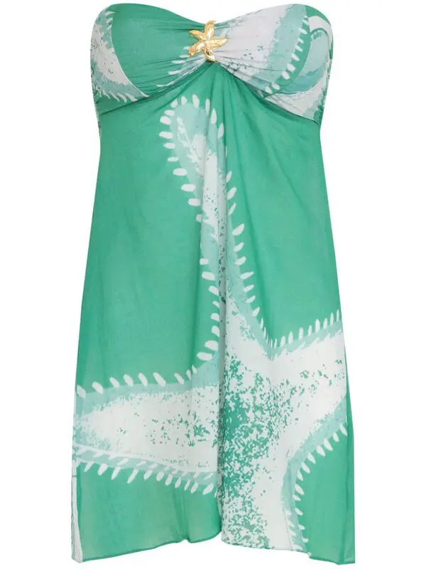 AMIR SLAMA Starfish-print Mini Dress - Green
