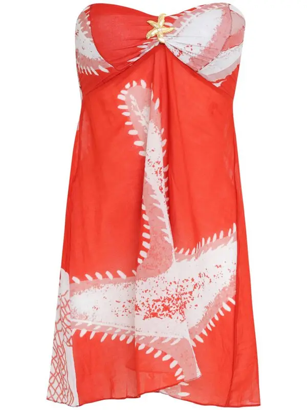 AMIR SLAMA Starfish-print Mini Dress - Red