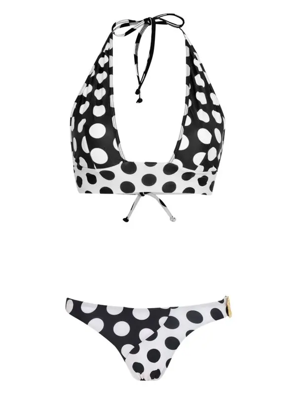 AMIR SLAMA Polka Dot Halterneck Bikini - Black