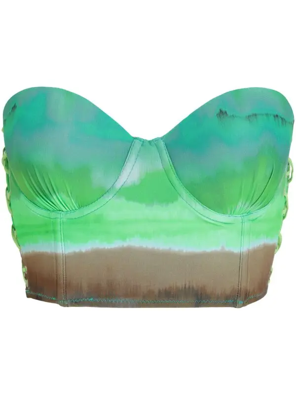 AMIR SLAMA Corset Crop Top - Green
