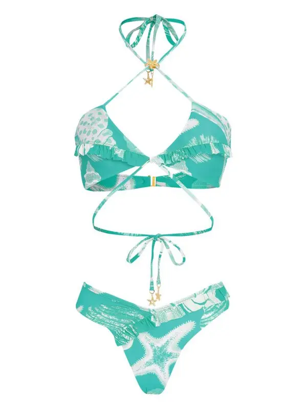 AMIR SLAMA Starfish-print Bikini - Blue