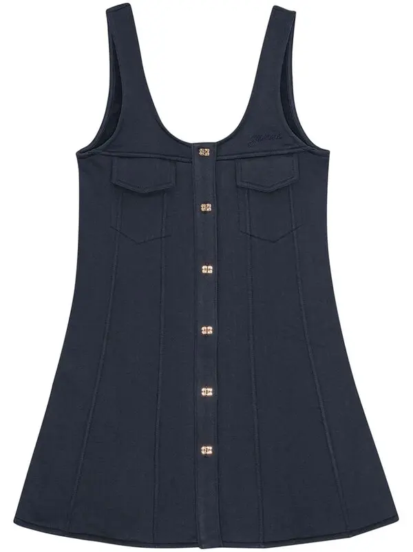 GANNI Button-fastening Mini Dress - Blue