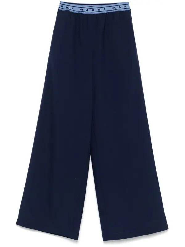 Marni Logo-band Wool Trousers - Blue