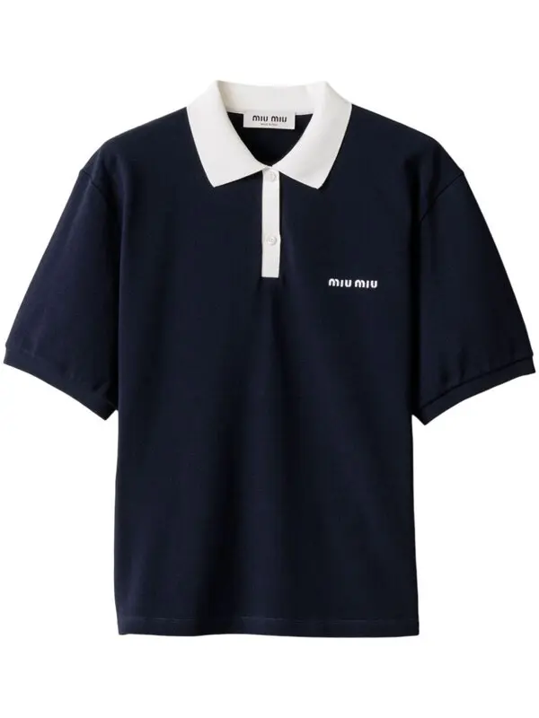 Miu Miu Cotton Piqué Polo Shirt - Blue