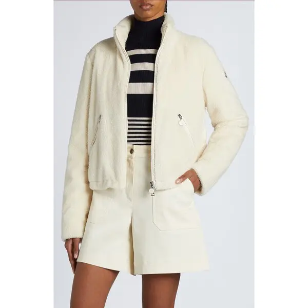 Moncler Polignac Teddy & Quilted Nylon Down Jacket - Silk White