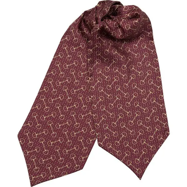 ELIZABETTA Derby Silk Ascot Cravat Tie - Burgundy