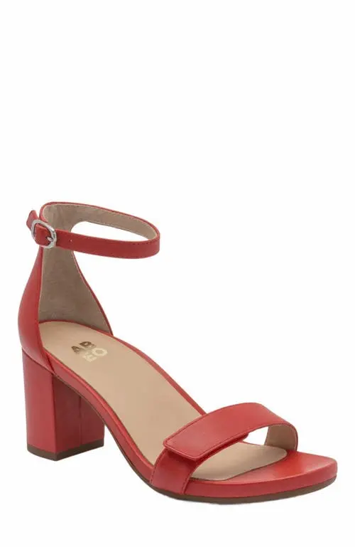 ABEO Tempo Strap Heeled Sandals - Red Leather - Regular