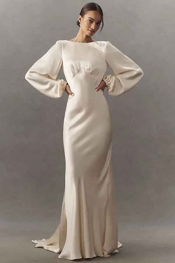 Shona Joy La Lune Balloon-sleeve Open-back Maxi Dress - Ivory